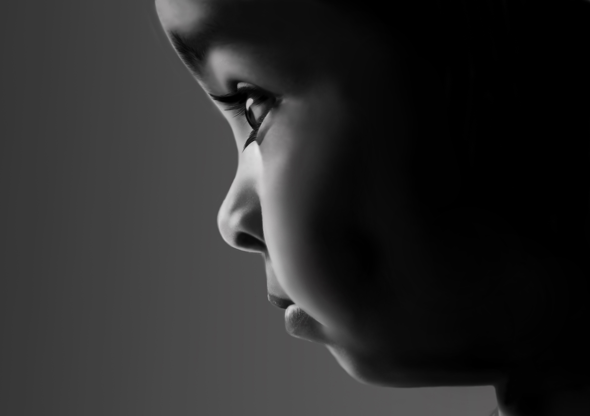 2D Black and White Baby Face Profile Illustration - Illustration Agent