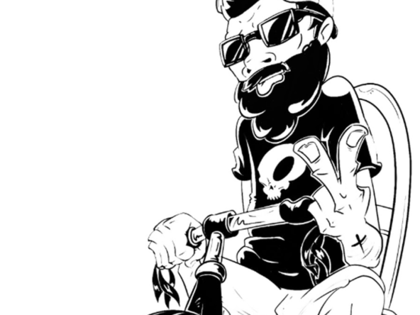 2D Black and White Punk Rock Band Illustration - Illustration Agent Website