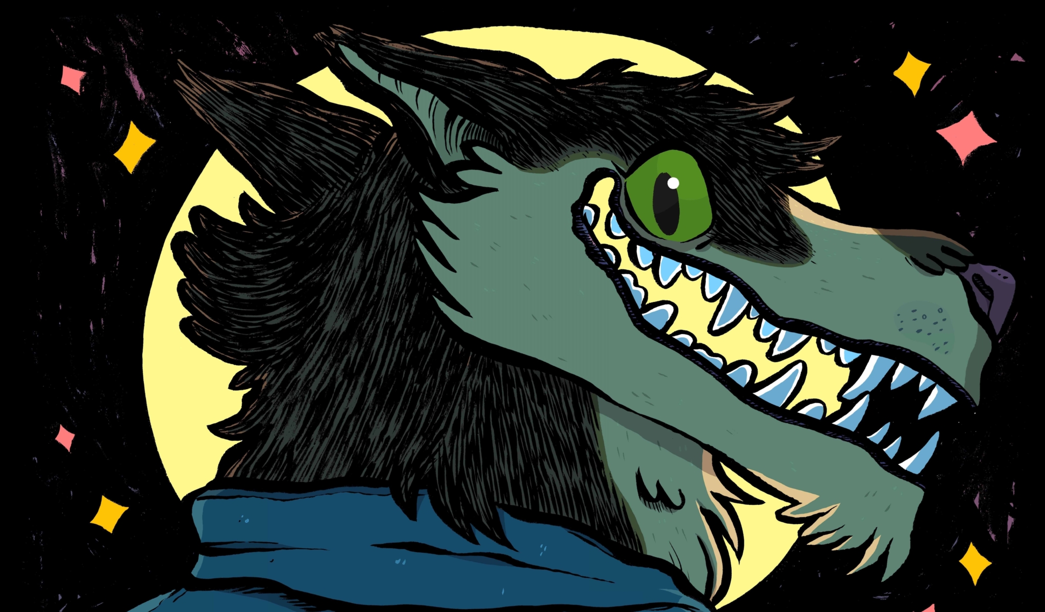 2D Werewolf Social Club Cartoon Illustration - Illustration Agent Website