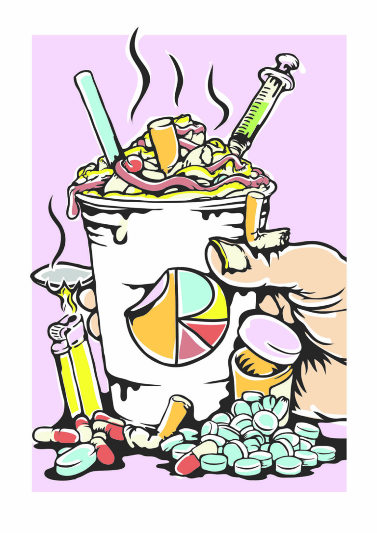 2D Graphic Graffiti Style Lethal Drugs Cocktail Illustration ...