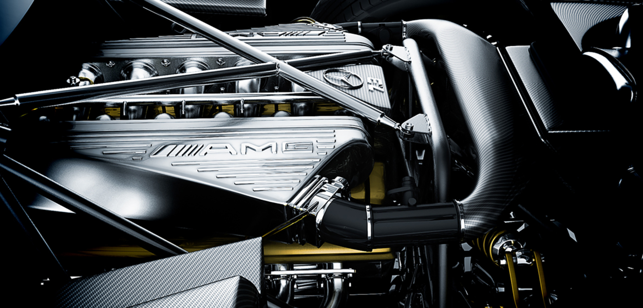 3D rendered Mercedes AMG car engine - Illustration Agent Website