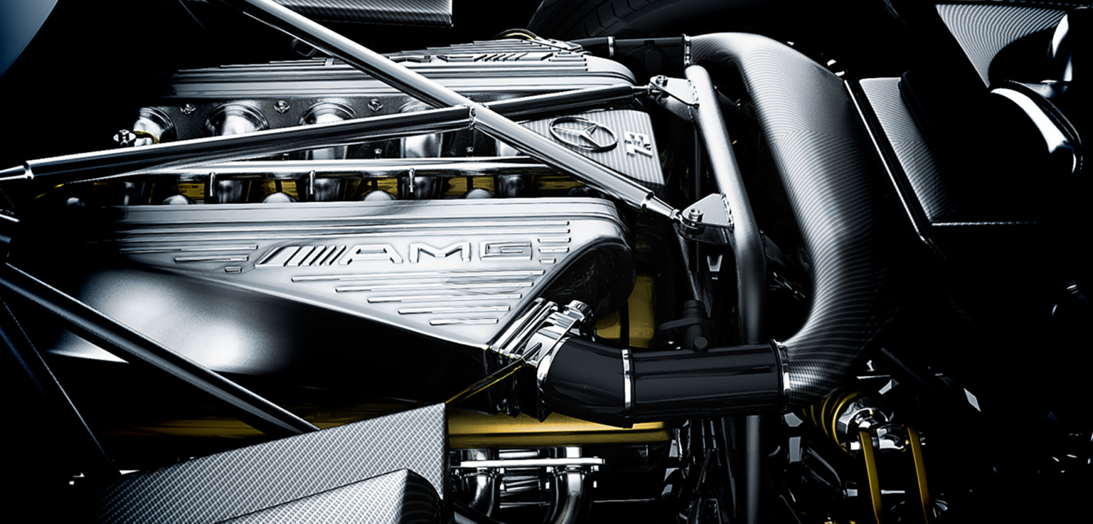 3D rendered Mercedes AMG car engine - Illustration Agent Website