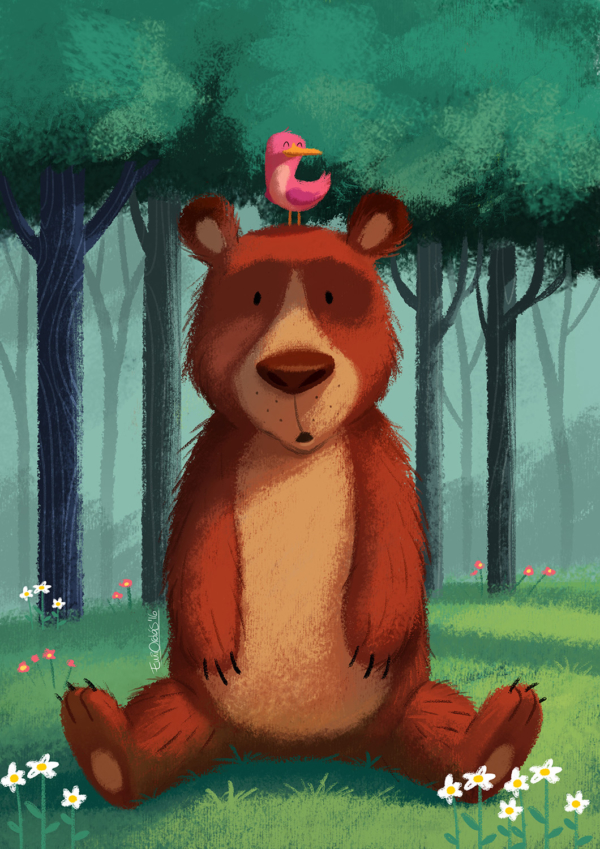 2D Bear Cartoon Creature Illustration - Illustration Agent Website