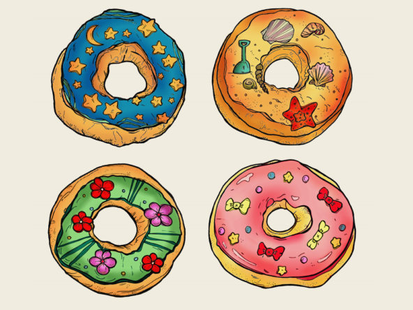 2D Graphic Themed Doughnut Digital Illustration - Illustration Agent ...