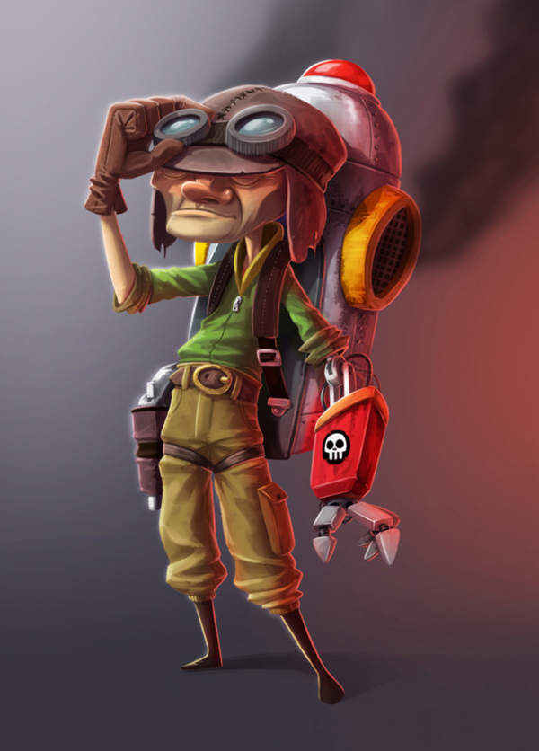 2D Jet Pack Man Character Illustration - Illustration Agent Website