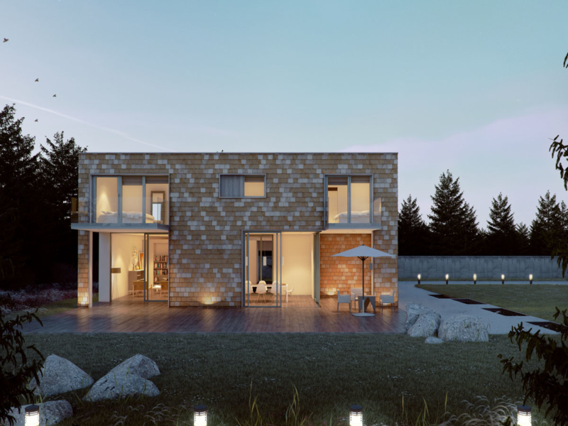 3D Contemporary Cube House Architectural Illustration - Illustration ...