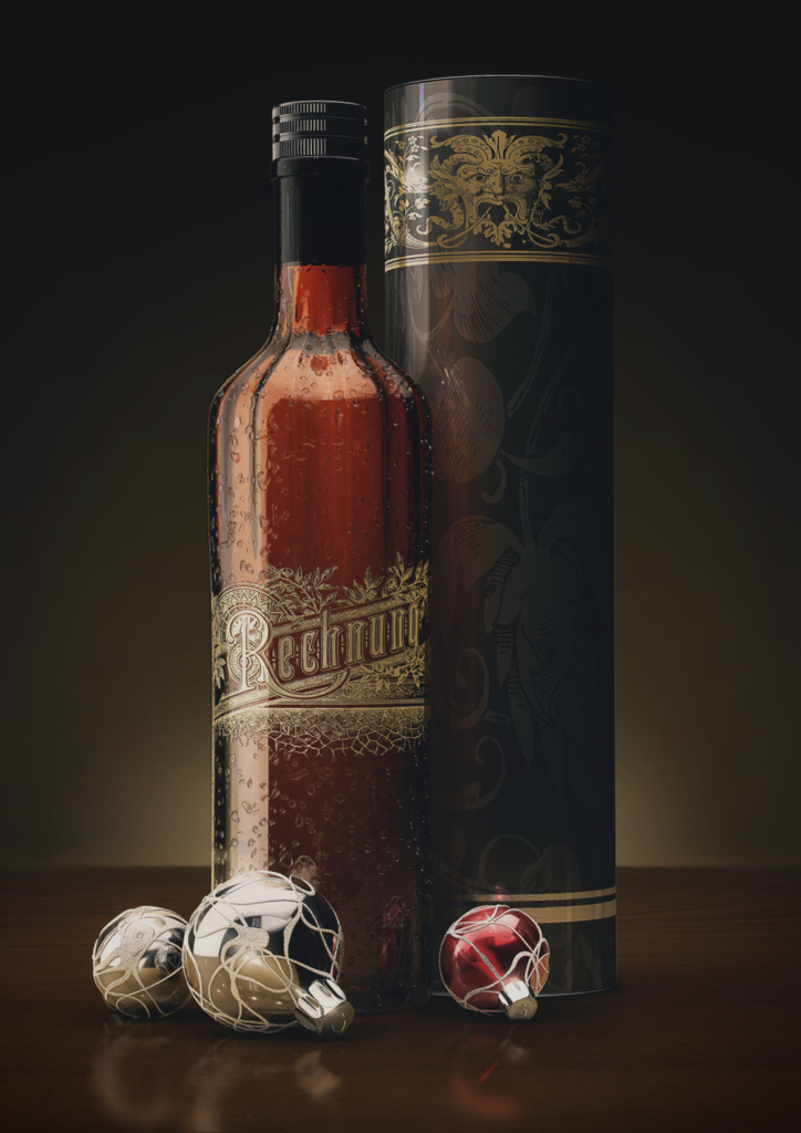 3D Illustration Spirits Bottle Gift Package - Illustration Agent Website