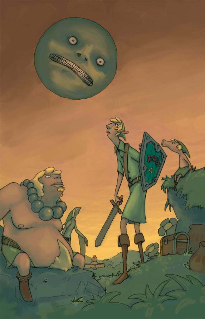 2D Creepy Moon Zelda Videogame Illustration - Illustration Agent Website