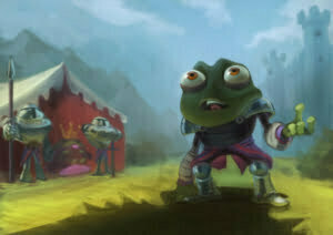 2D Frog Warrior Cartoon Illustration - Illustration Agent Website