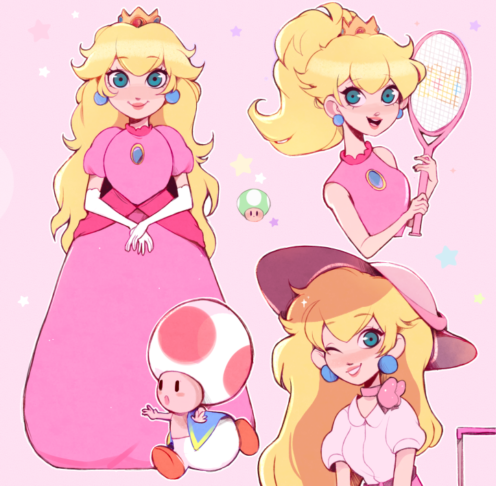 2D Princess Peach Video Game Character Illustration - Illustration ...