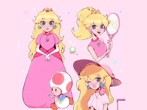 2D Princess Peach Video Game Character Illustration - Illustration ...