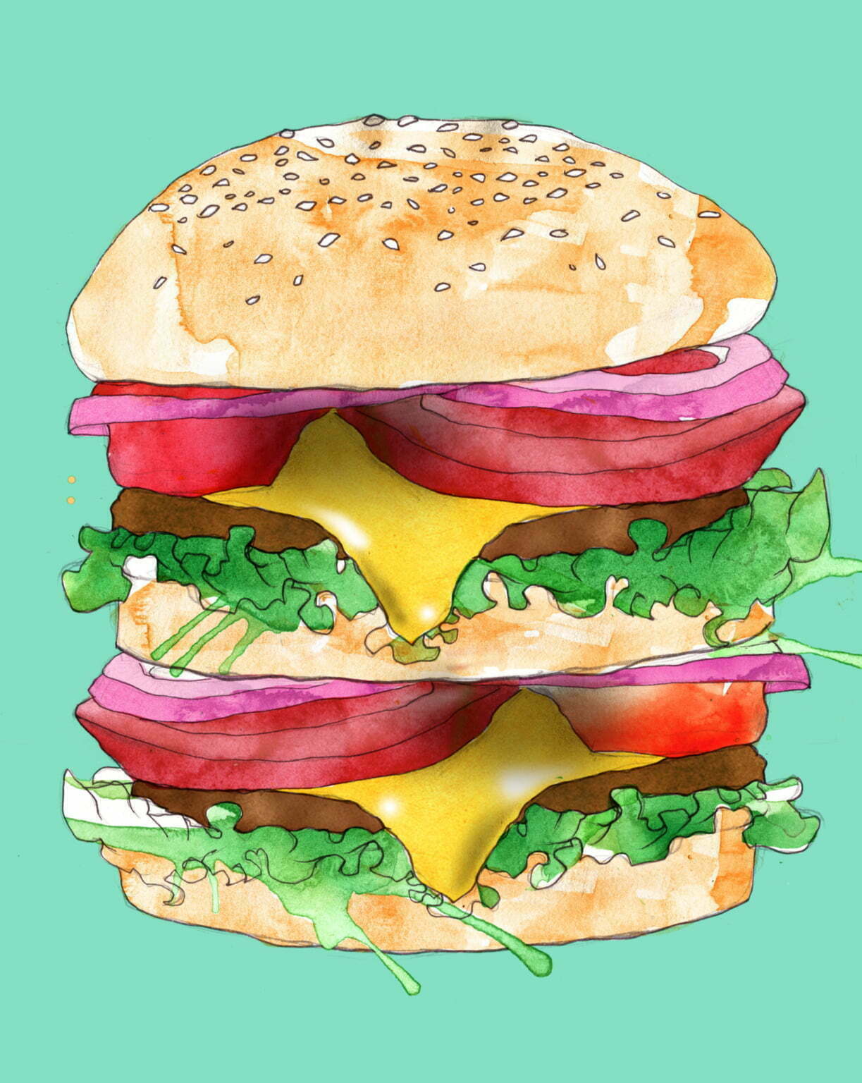 2D Stylised Burger Illustration - Illustration Agent Website