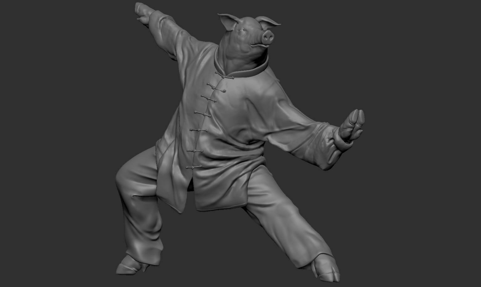 3D Kung Fu Pig Character Illustration - Illustration Agent Website