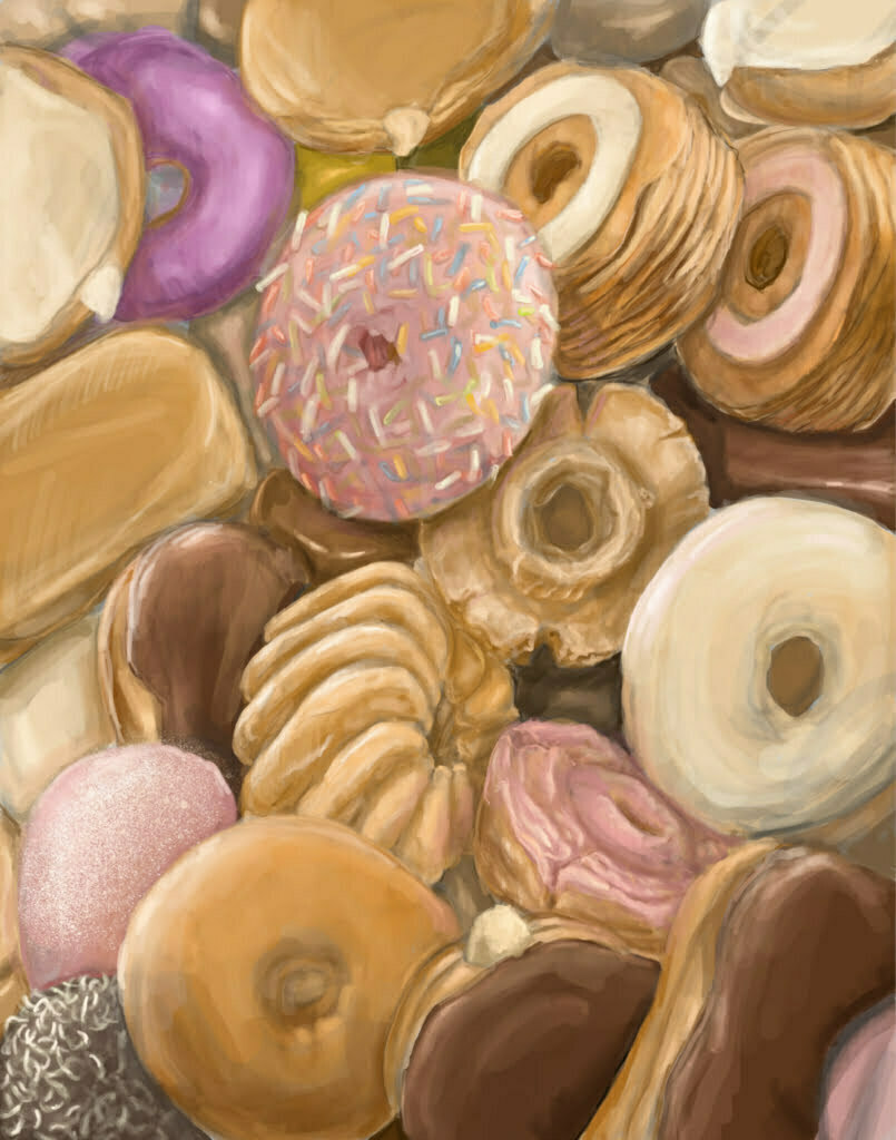 2D Mixed Doughnuts Food Illustration - Illustration Agent Website