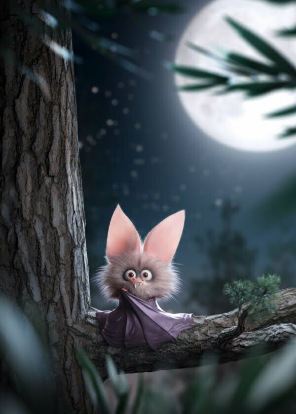3D Bat Cartoon Character Fantasy Illustration - Illustration Agent Website