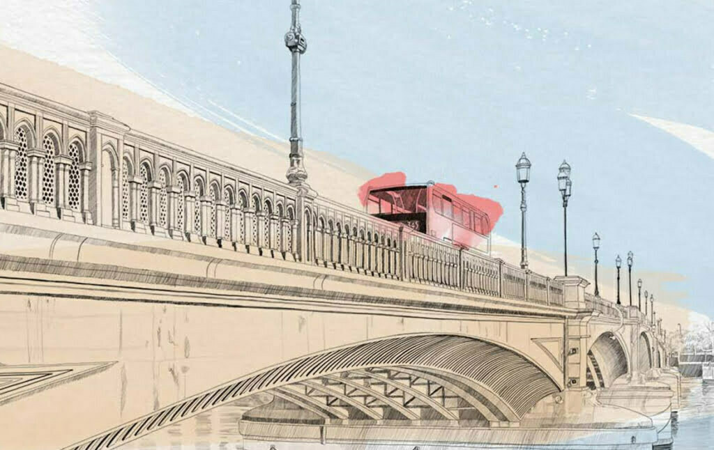 2D Architecture Watercolour London Bridge Illustration - Illustration ...
