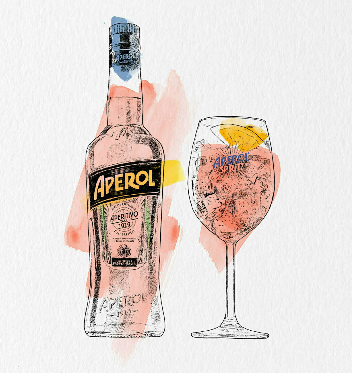 2D Brands Illustration Drinks Aperol Spritz - Illustration Agent Website