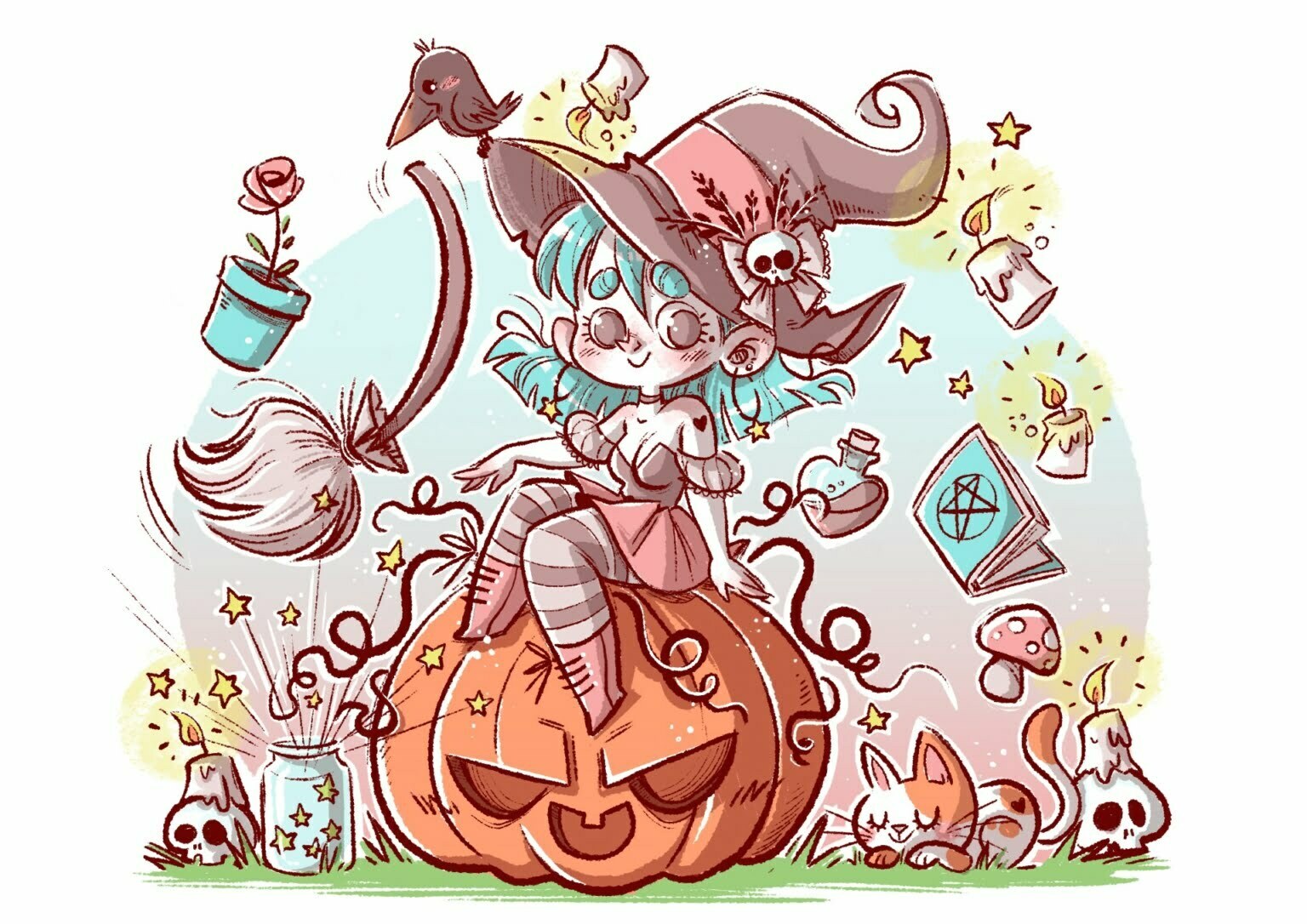 2D Character Witch Illustration - Illustration Agent