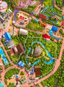 Theme parks 2D georeferenced map illustration - Illustration Agent Website